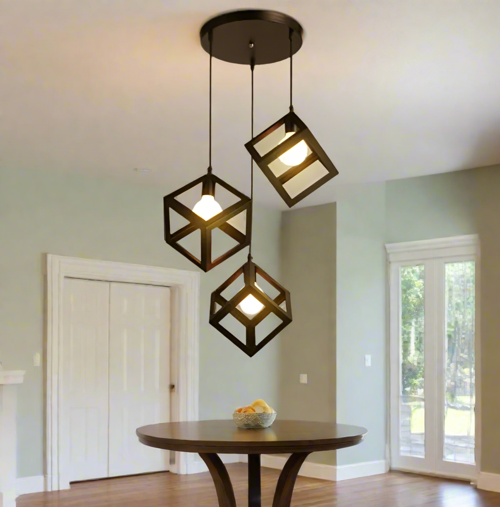 3 Metal matte black cubes pendant light – Mr. Smart Lighting Company