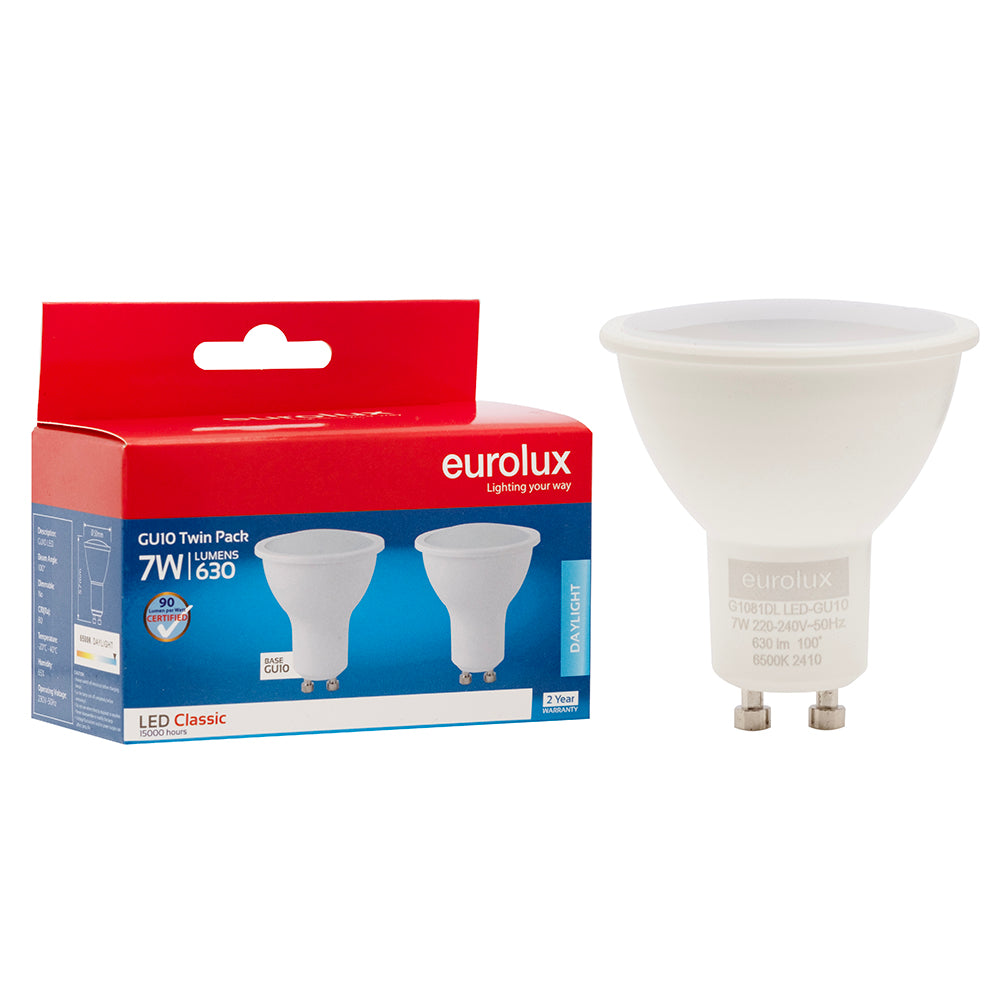 Twin Pack GU10 Classic Frosted Lens 7w LED 6500K – Mr. Smart Lighting ...