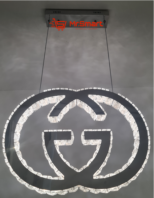 GUCCI Logo Luxury Crystal Hanging LED Pendant Light with Remote contro